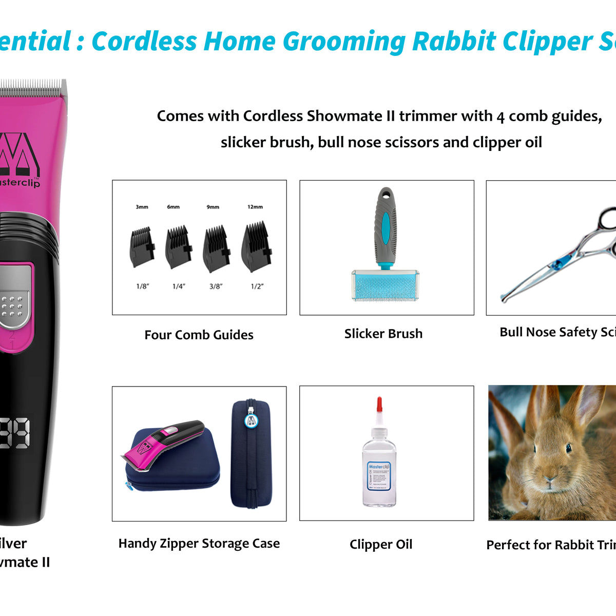 Rabbit Grooming Kit in Pink | Masterclip